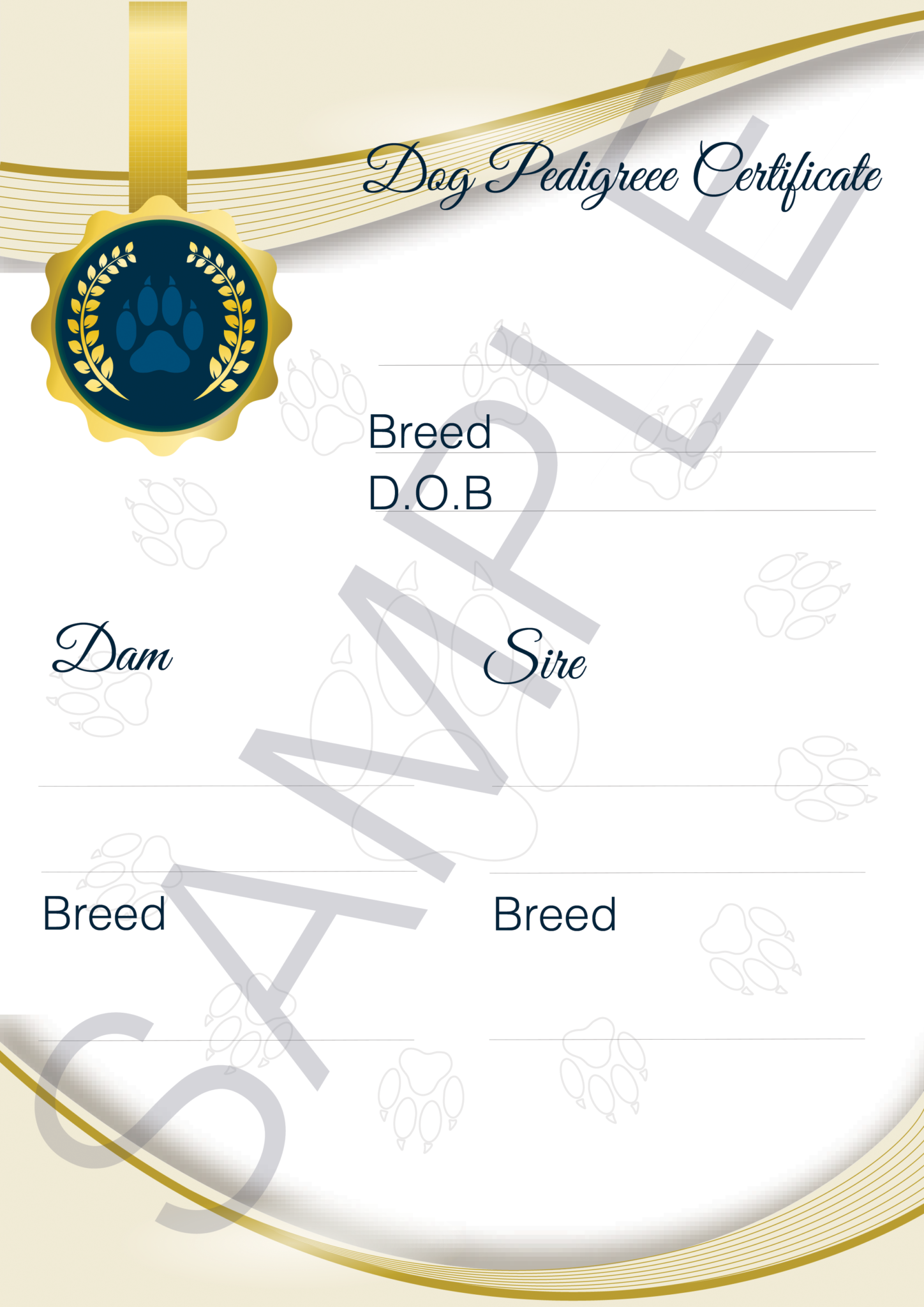 Ten Blank Dog Pedigree Certificates One Generation - Pedigree Form Maker